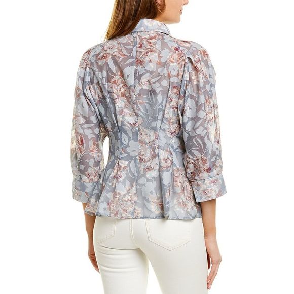 Gracia | Tops | Gracia Womens See Through Floral Print Blouse Grey ...